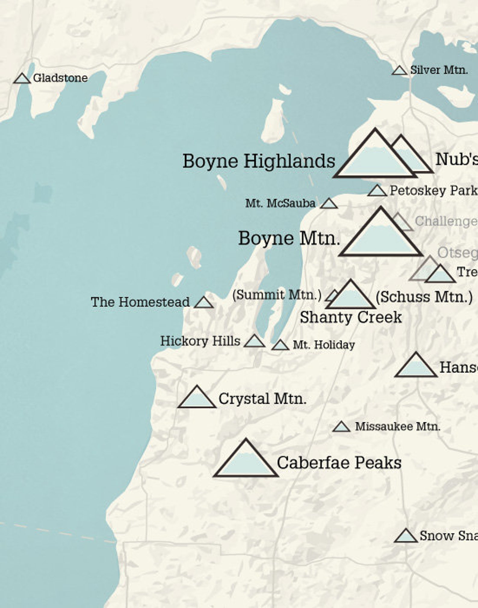 Michigan Ski Resorts Map 11x14 Print - Etsy