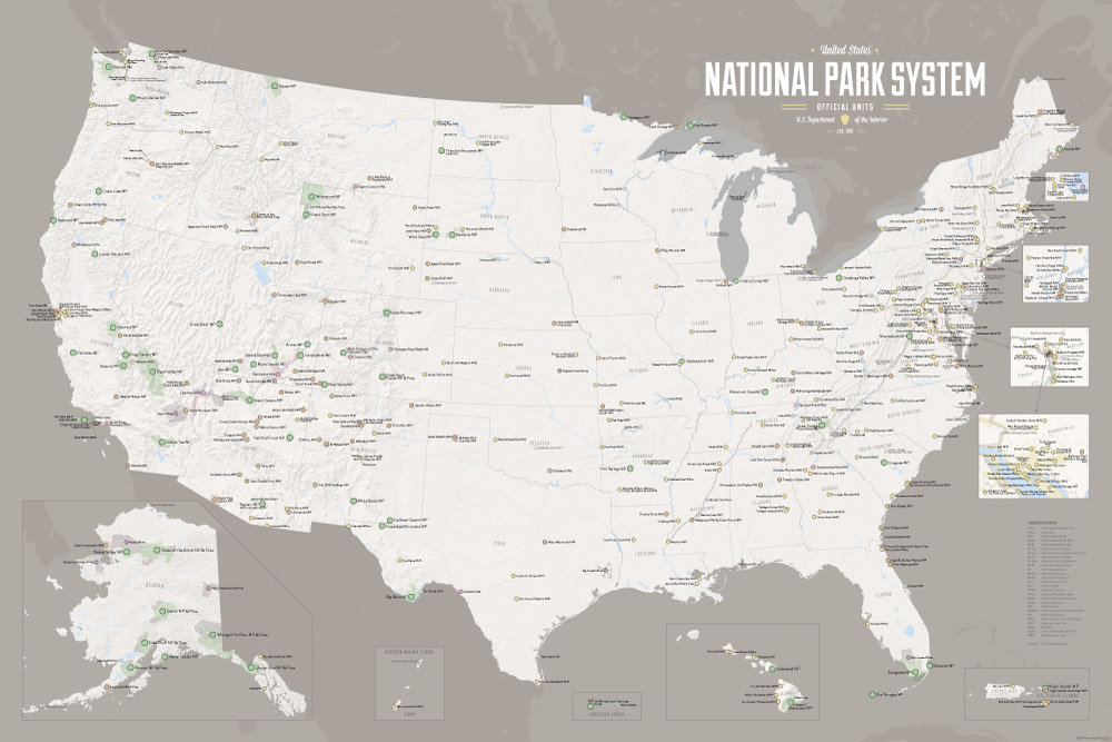 US National Park System Units Map 24x36 Poster | Etsy