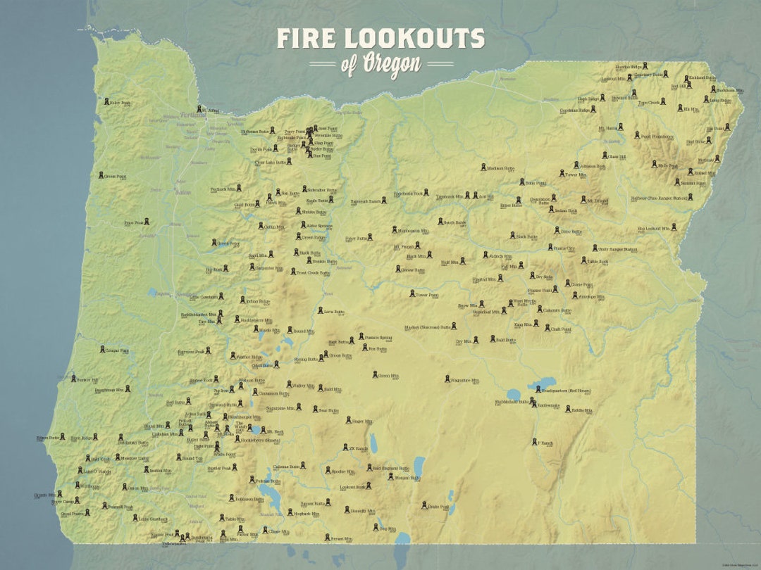 Oregon Fire Lookouts Map 18x24 Poster - Etsy