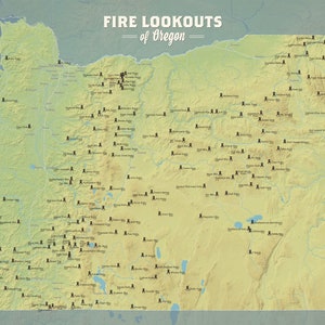 Oregon Fire Lookouts Map 18x24 Poster - Etsy
