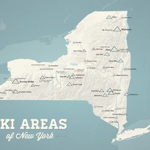 New York Ski Resorts Map 11x14 Print - Etsy