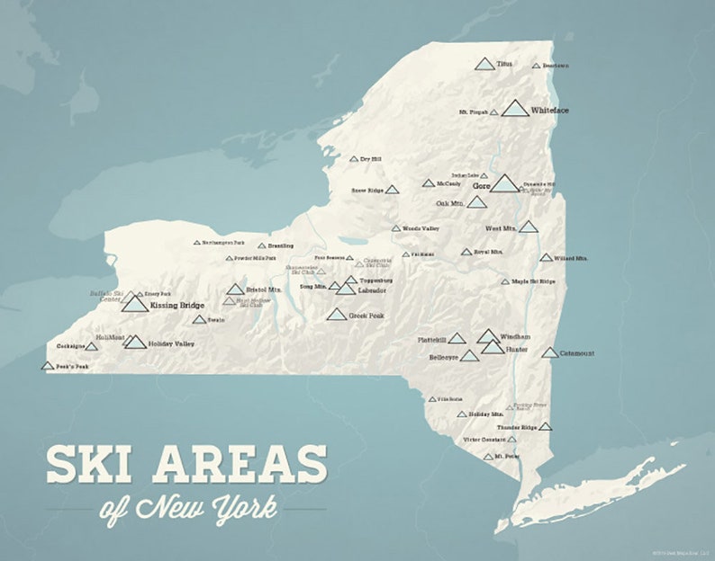 New York Ski Resorts Map 11x14 Print - Etsy