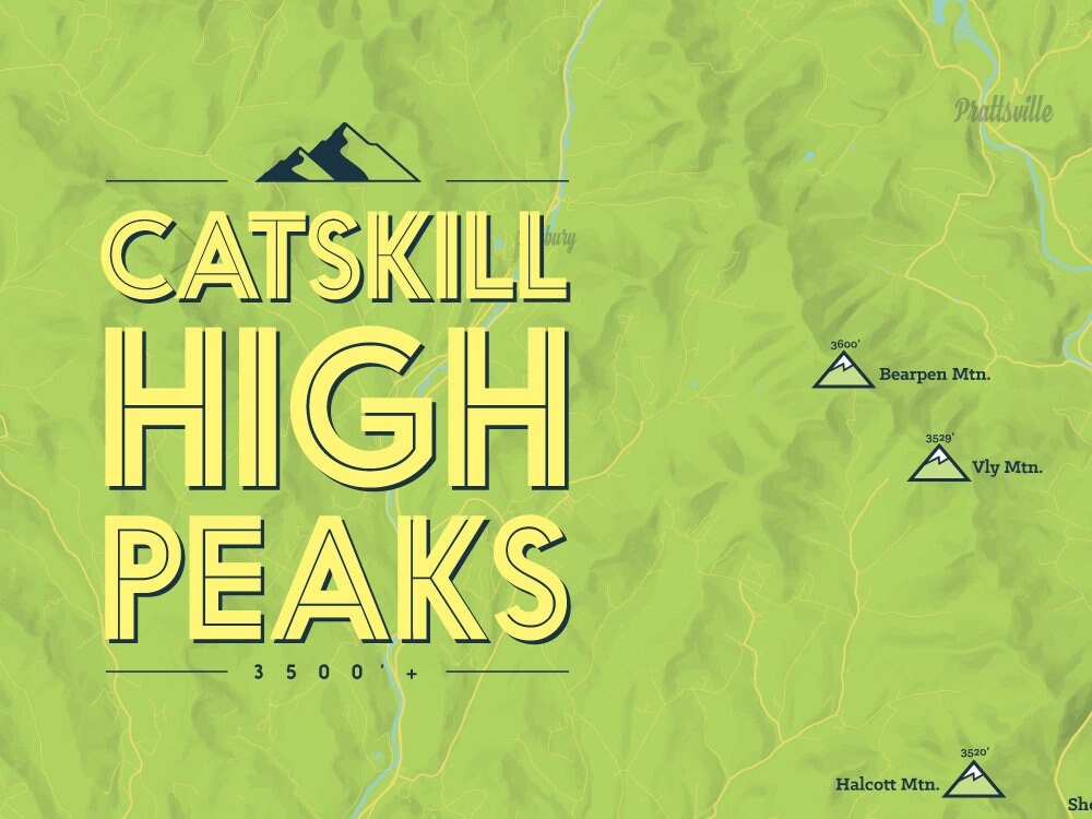 Catskill High Peaks Map 18x24 Poster | Etsy