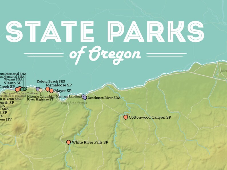 Oregon State Parks Map 18x24 Poster - Etsy
