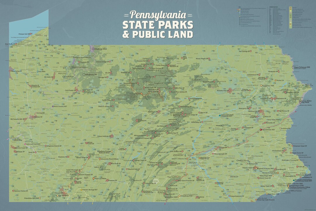 Pennsylvania State Parks & Public Lands Map 24x36 Poster - Etsy