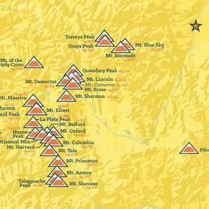 58 Colorado 14ers Map 18x24 Poster - Etsy
