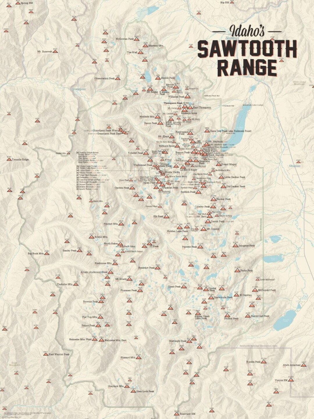 Sawtooth Range (idaho) Climbers' Map 18x24 Poster - Etsy