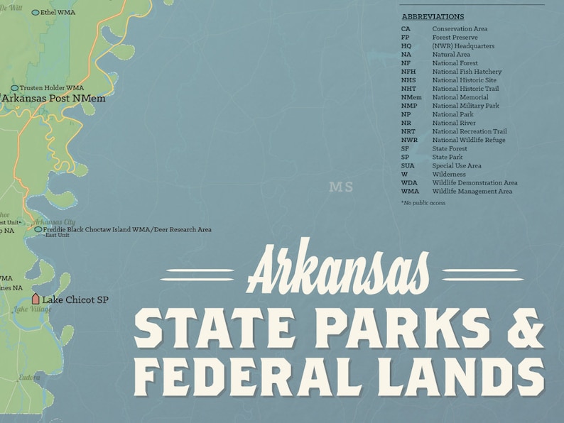 Arkansas State Parks & Federal Lands Map 18x24 Poster - Etsy