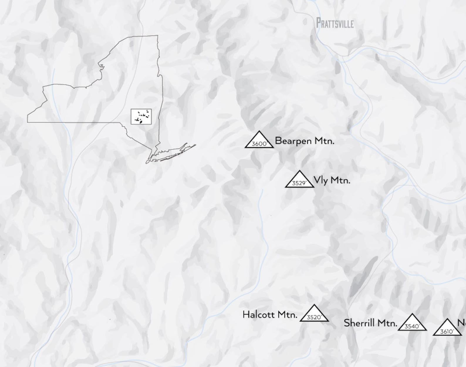 Catskill High Peaks Map 11x14 Print - Etsy