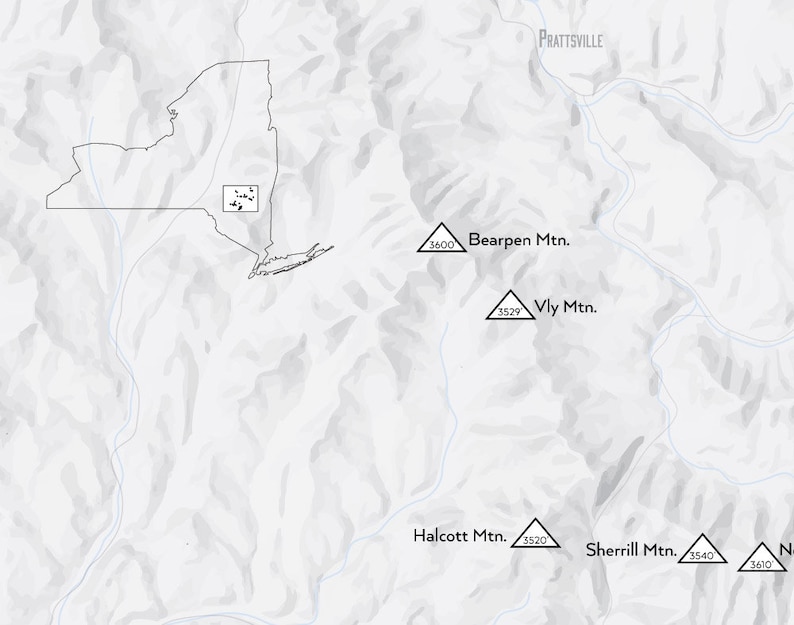 Catskill High Peaks Map 11x14 Print - Etsy