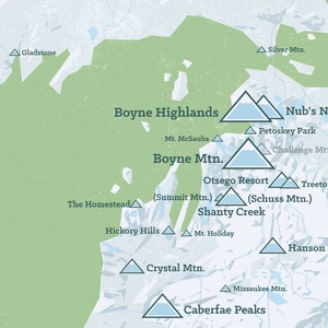 Michigan Ski Resorts Map 11x14 Print - Etsy