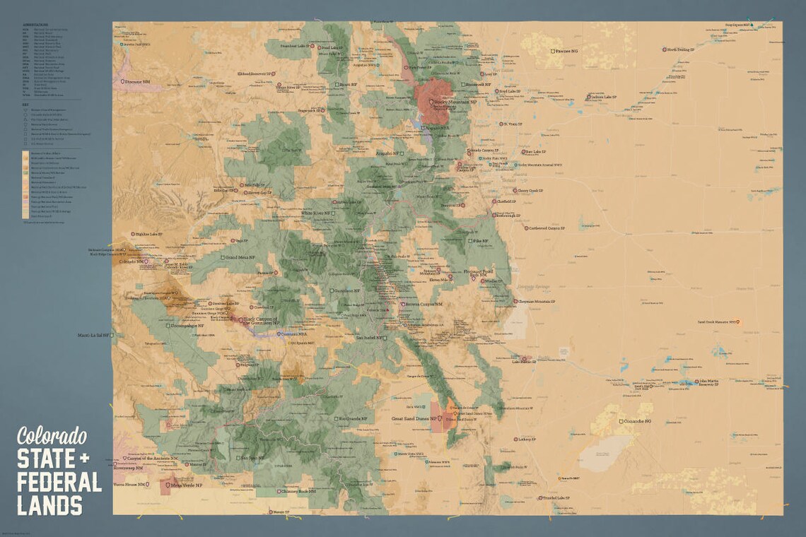 Colorado State Parks & Federal Lands Map 24x36 Poster - Etsy