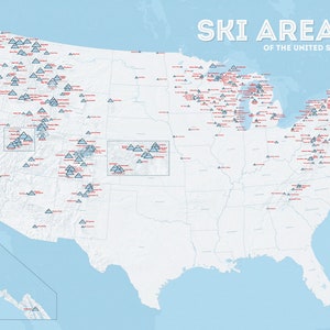 US Ski Resorts Map 24x36 Poster - Etsy