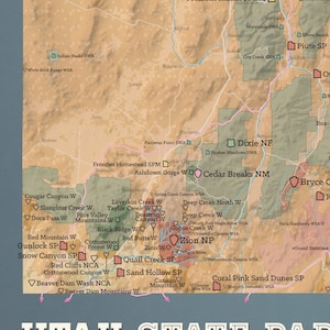 Utah State Parks & Federal Lands Map 18x24 Poster - Etsy