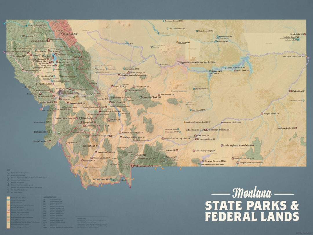 Montana State Parks & Federal Lands Map 18x24 Poster - Etsy