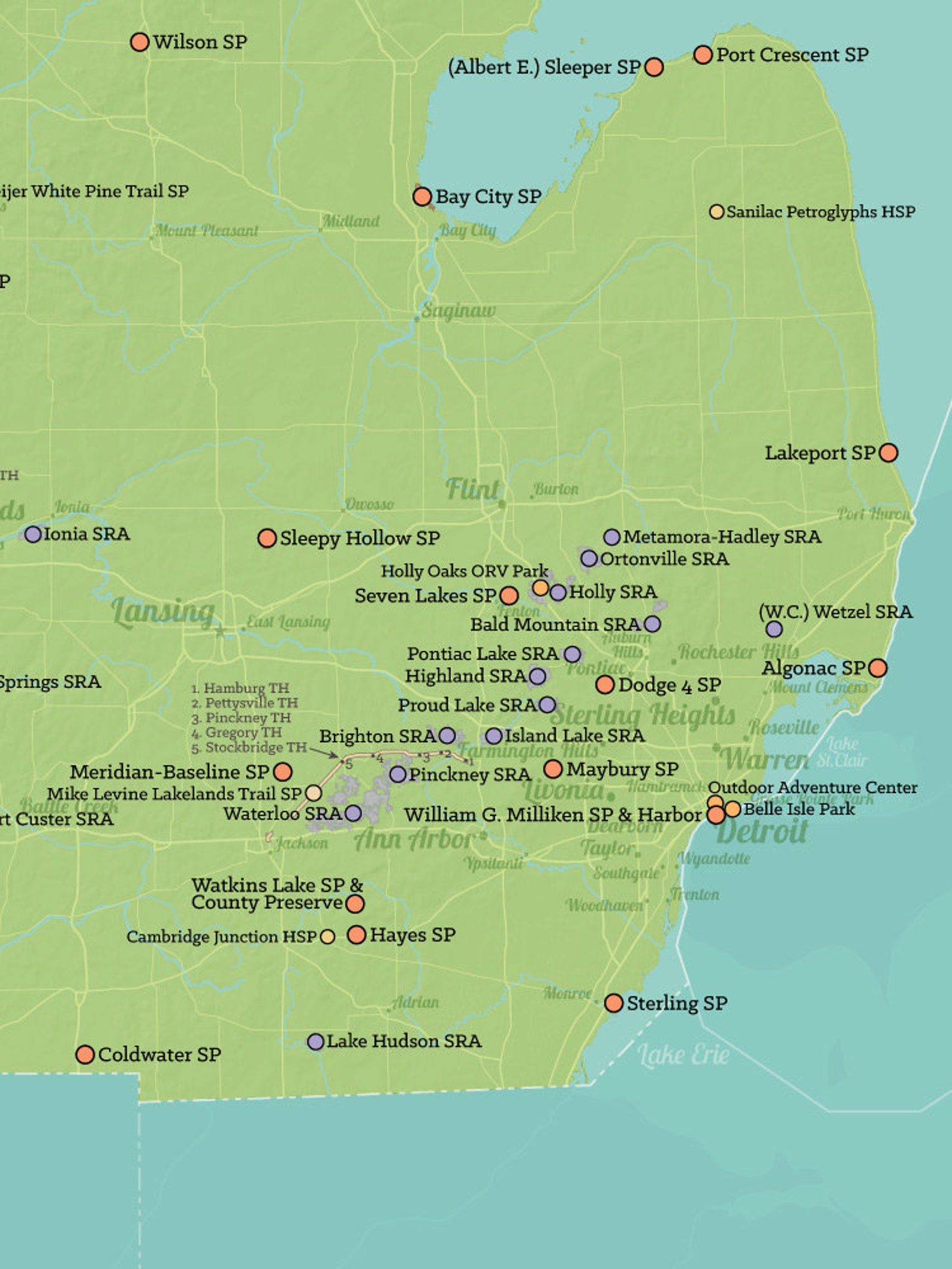 Michigan State Parks Map 18x24 Poster - Etsy