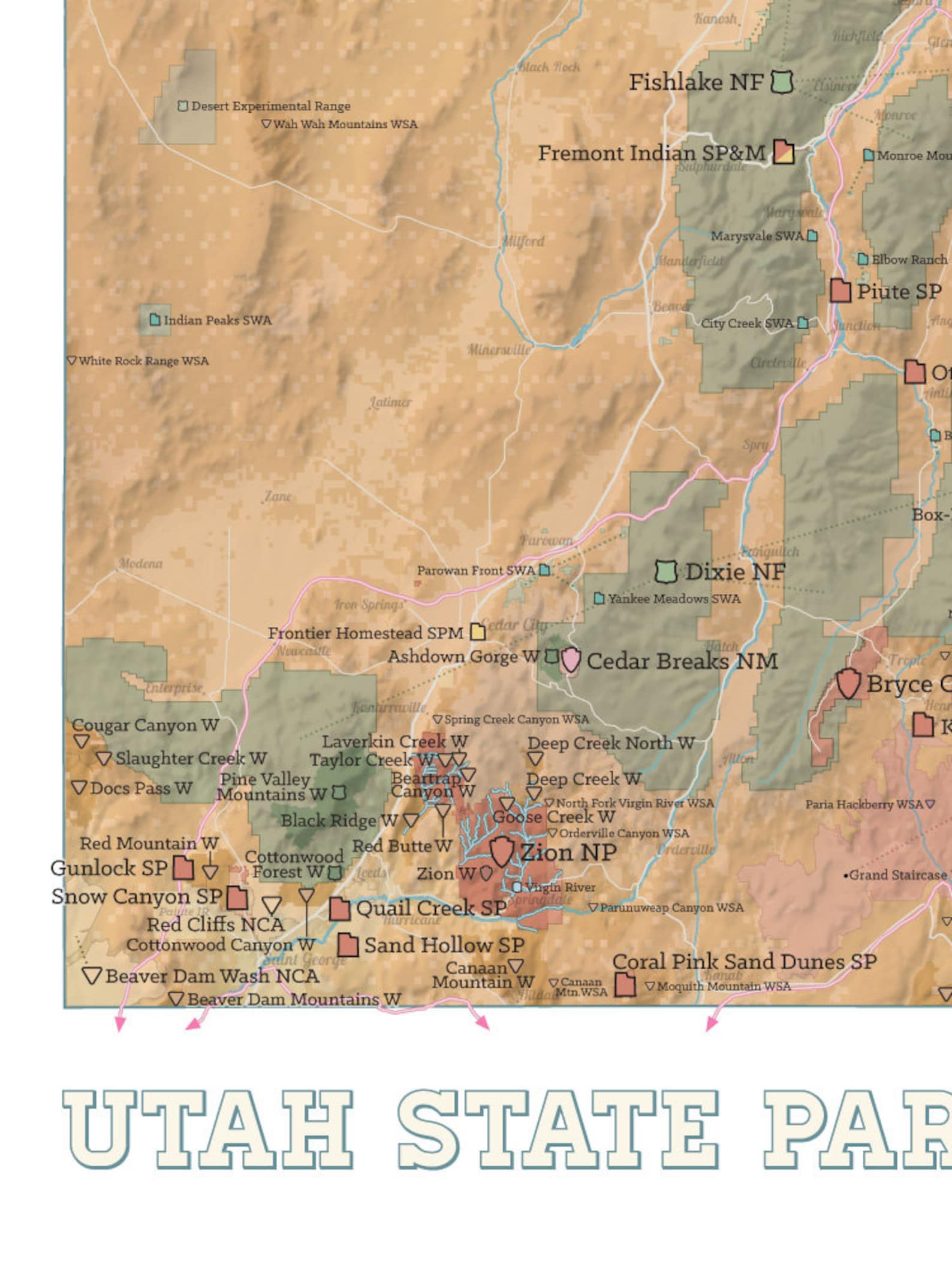 Utah State Parks & Federal Lands Map 18x24 Poster - Etsy