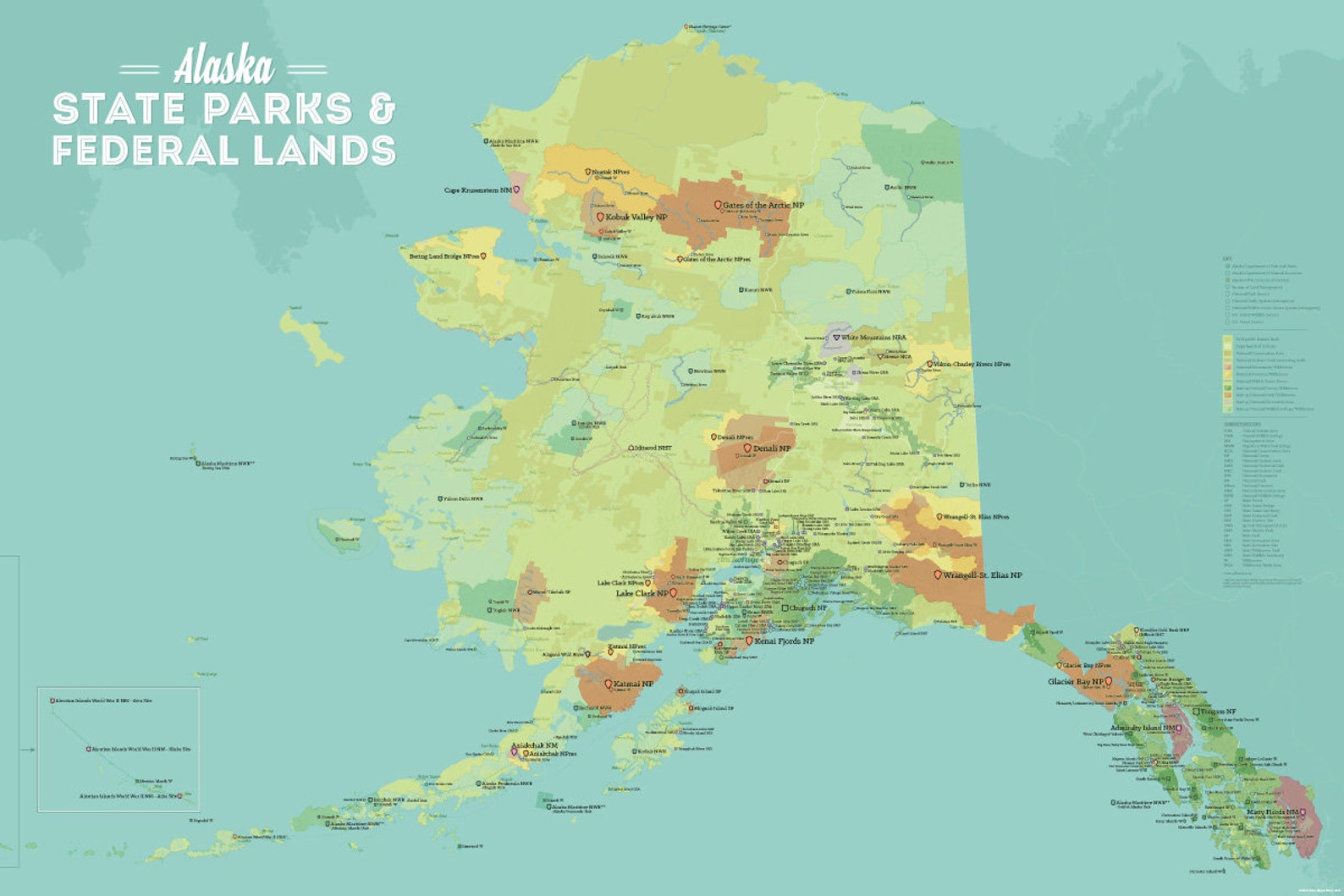 Alaska State Parks & Federal Lands Map 24x36 Poster - Etsy
