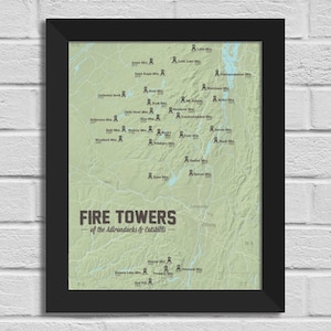 Adirondack Fire Tower Challenge Map 11x14 Print - Etsy