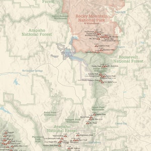 Colorado 13ers Map 24x36 Poster - Etsy