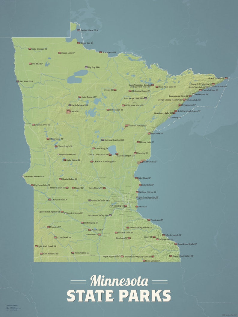 Minnesota State Parks Map 18x24 Poster - Etsy
