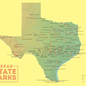 Texas State Parks Map 11x14 Print - Etsy