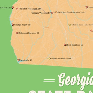 Georgia State Parks Map 11x14 Print - Etsy