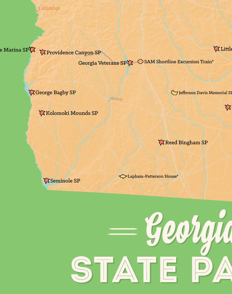 Georgia State Parks Map 11x14 Print - Etsy