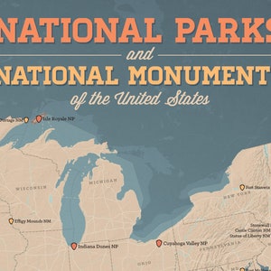 US National Parks & Monuments Map 18x24 Poster - Etsy