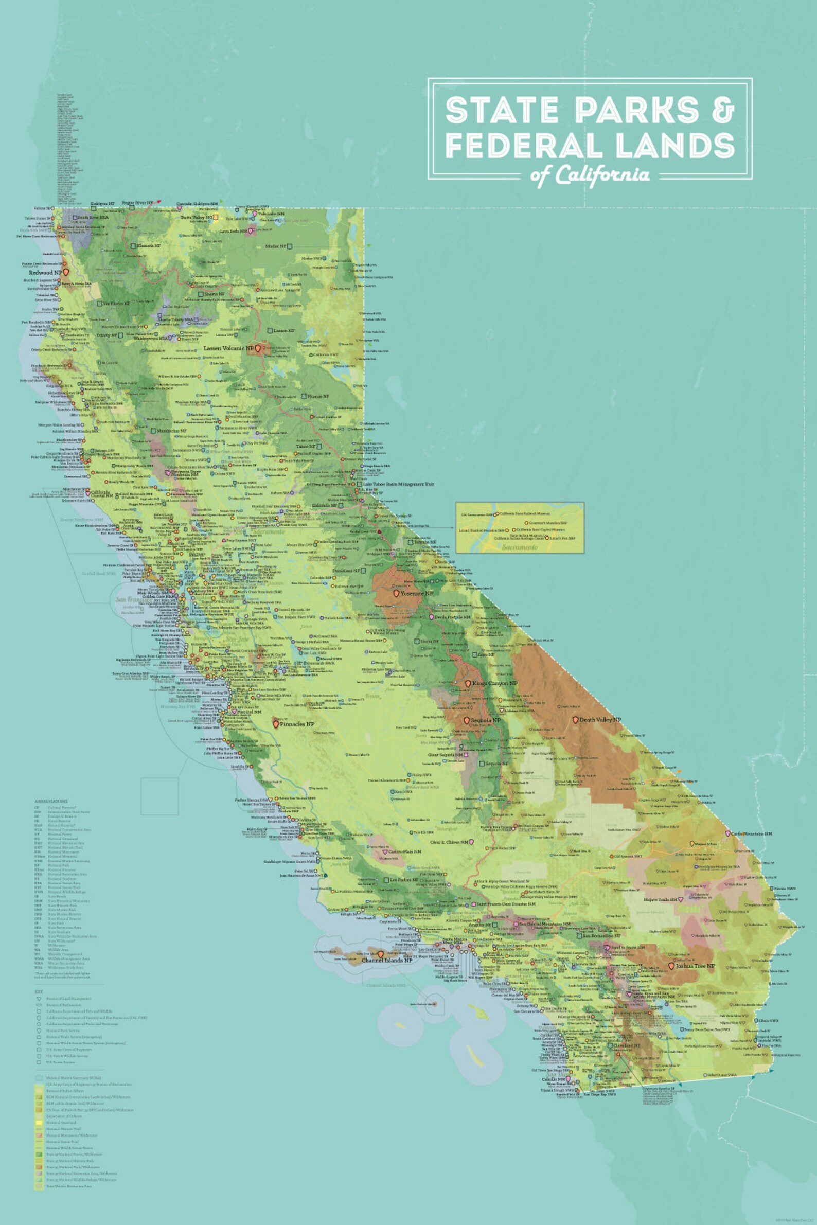 California State Parks & Federal Lands Map 24x36 Poster - Etsy
