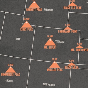State Highpoints Map 11x14 Print - Etsy