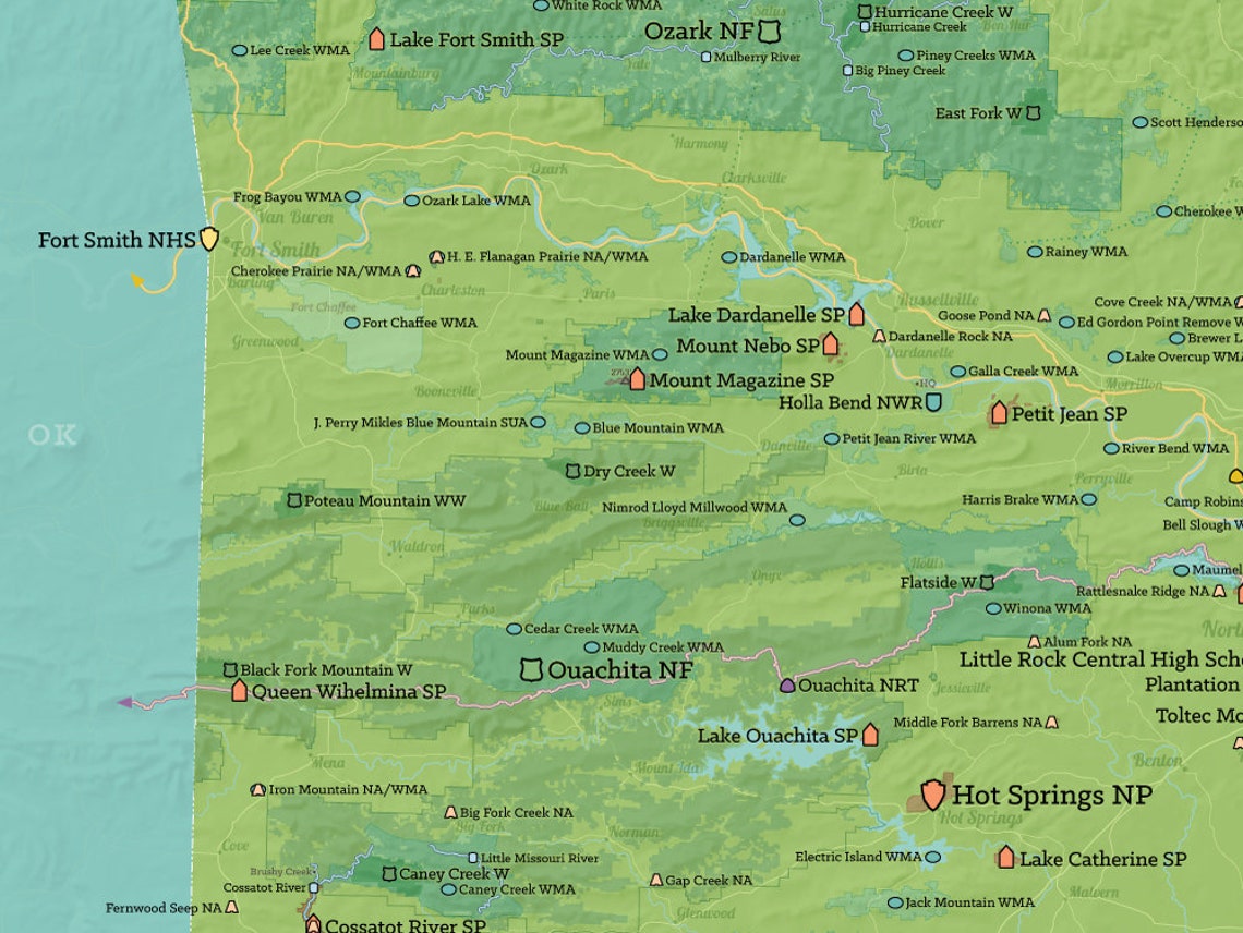 Arkansas State Parks & Federal Lands Map 18x24 Poster - Etsy