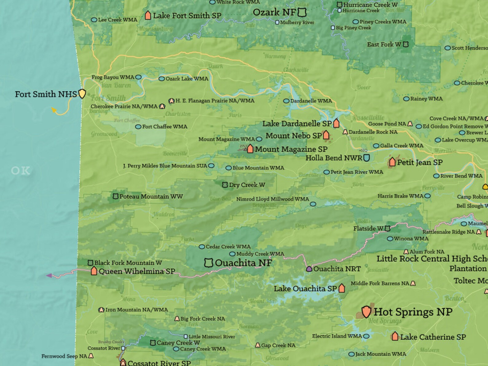 Arkansas State Parks & Federal Lands Map 18x24 Poster - Etsy