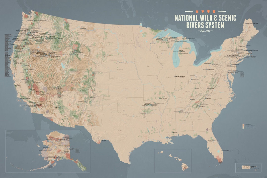 US National Wild & Scenic Rivers System Map 24x36 Poster - Etsy