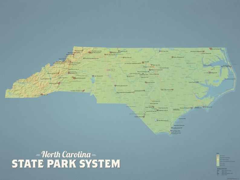 North Carolina State Park System Map 18x24 Poster - Etsy