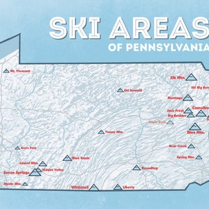 Pennsylvania Ski Resorts Map 11x14 Print - Etsy