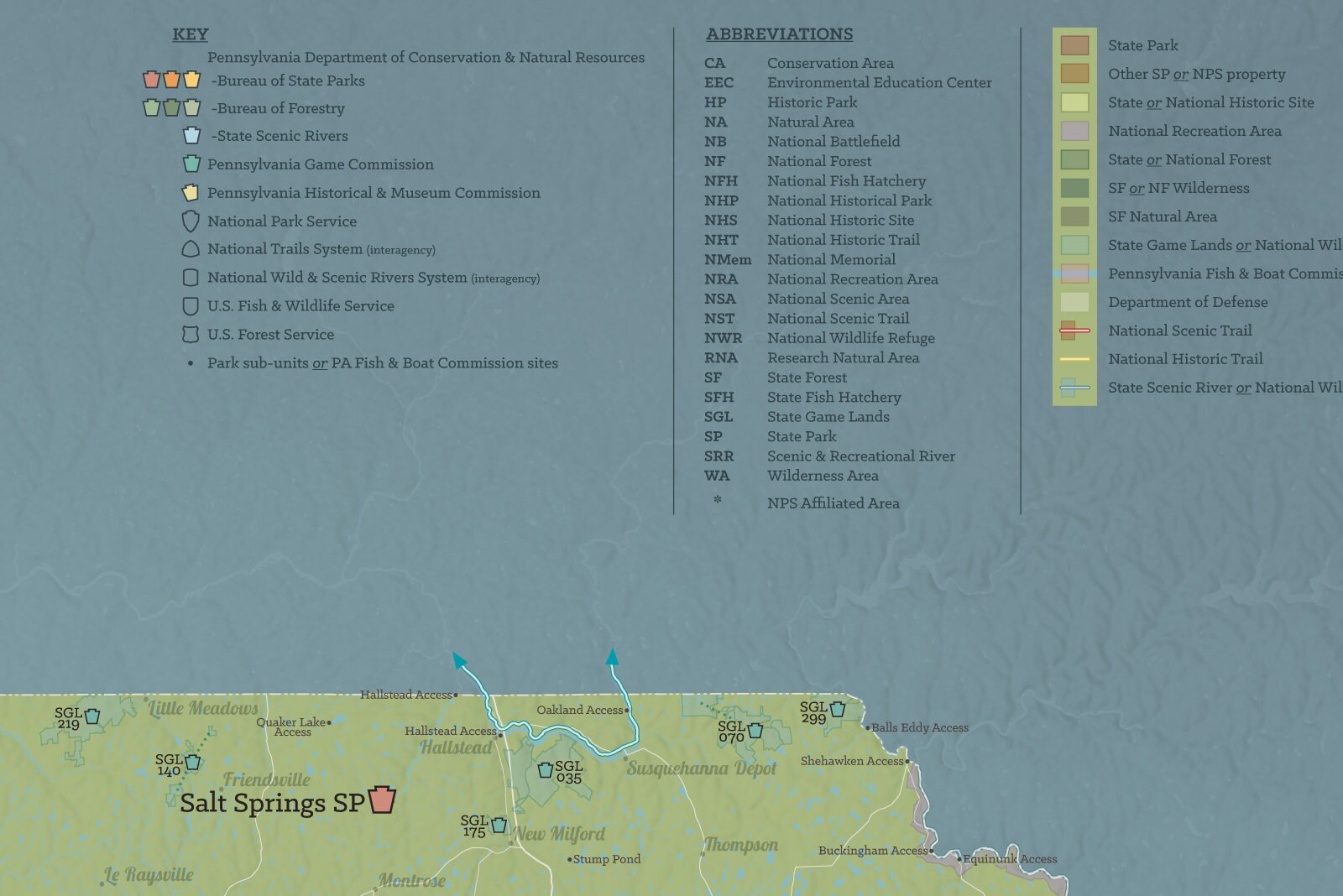 Pennsylvania State Parks & Public Lands Map 24x36 Poster | Etsy