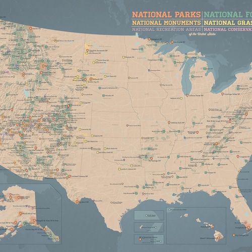 US National Parks Map 18x24 Poster - Etsy