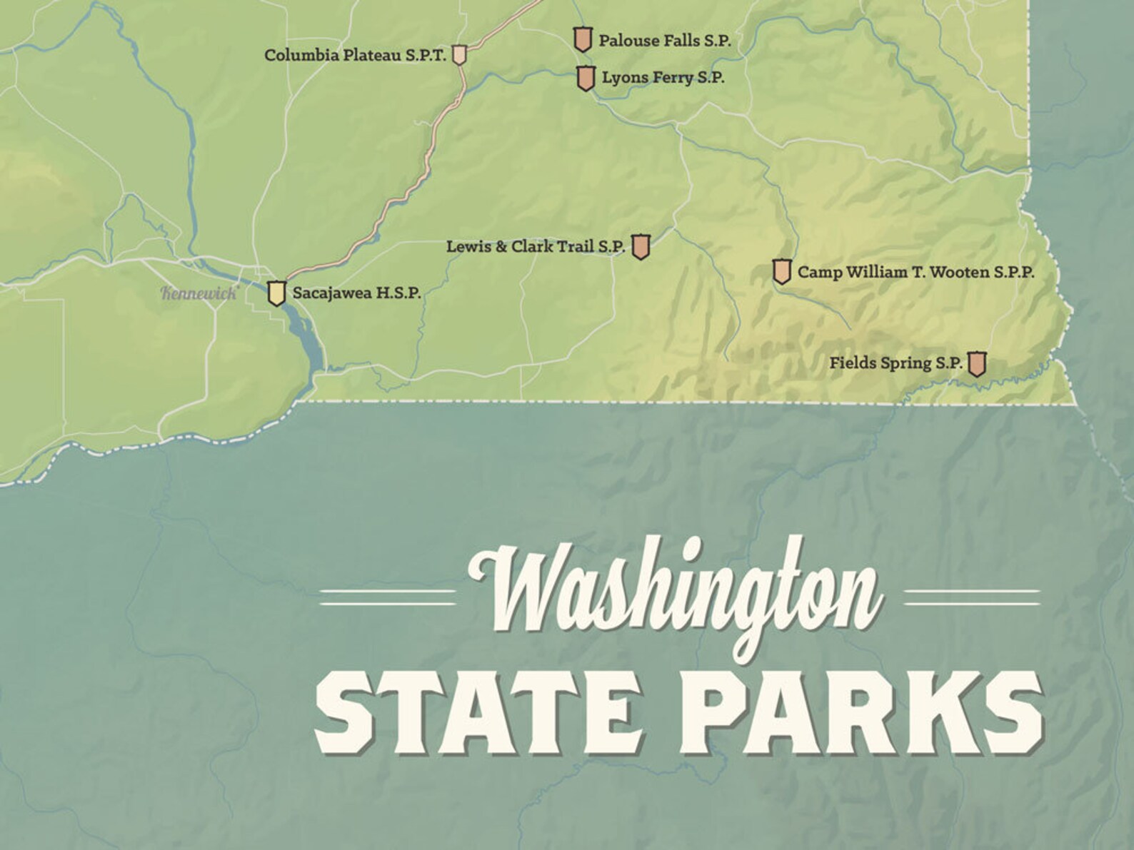 Washington State Parks Map 18x24 Poster | Etsy
