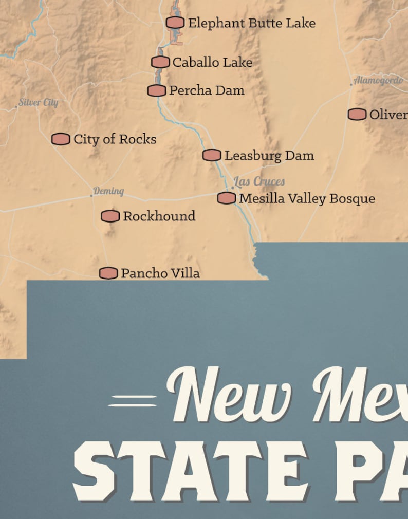 New Mexico State Parks Map 11x14 Print - Etsy