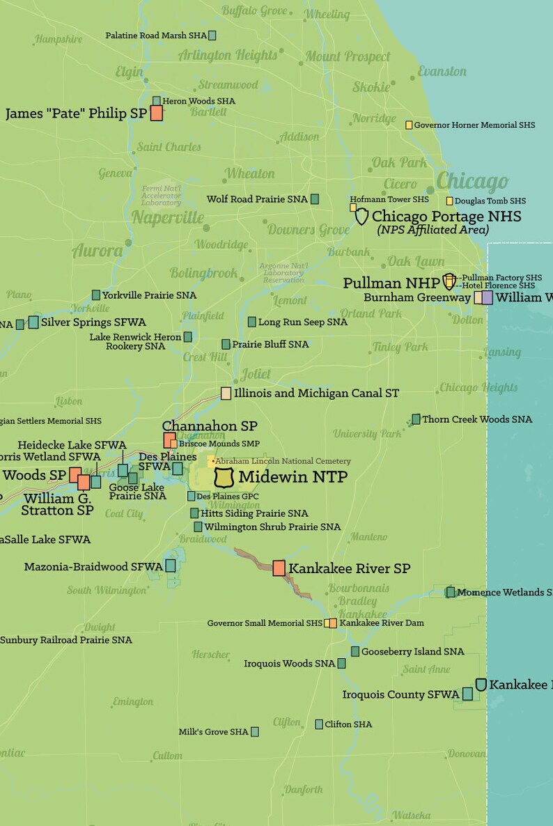 Illinois State Parks & Public Lands Map 24x36 Poster - Etsy