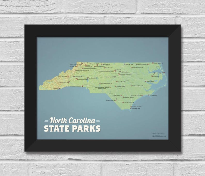 North Carolina State Parks Map 11x14 Print - Etsy
