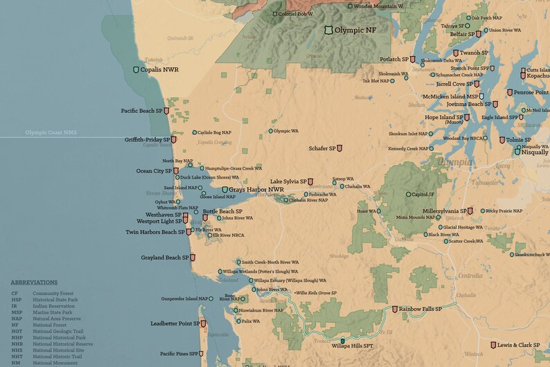 Washington State Parks & Federal Lands Map 24x36 Poster - Etsy