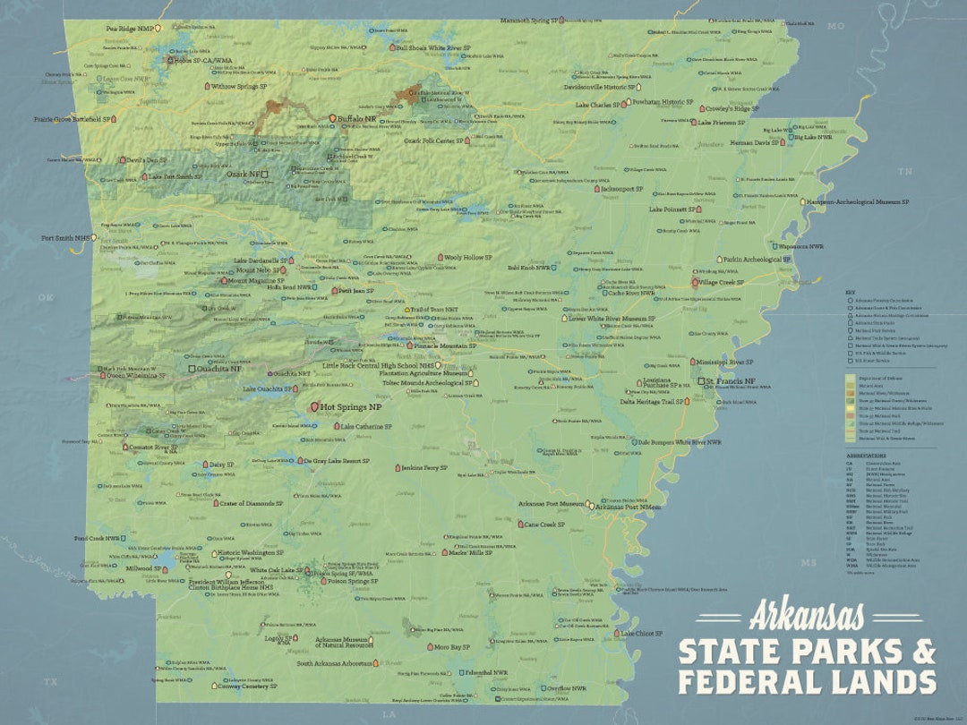 Arkansas State Parks & Federal Lands Map 18x24 Poster - Etsy