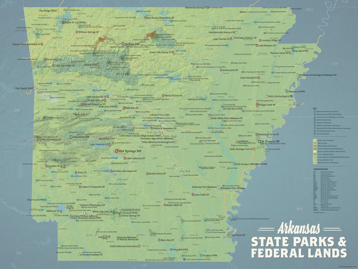 Arkansas State Parks & Federal Lands Map 18x24 Poster - Etsy