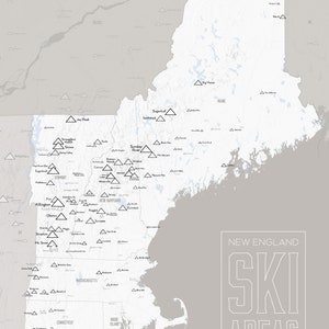 New England Ski Resorts Map 18x24 Poster - Etsy