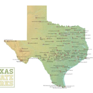 Texas State Parks Map 18x24 Poster - Etsy
