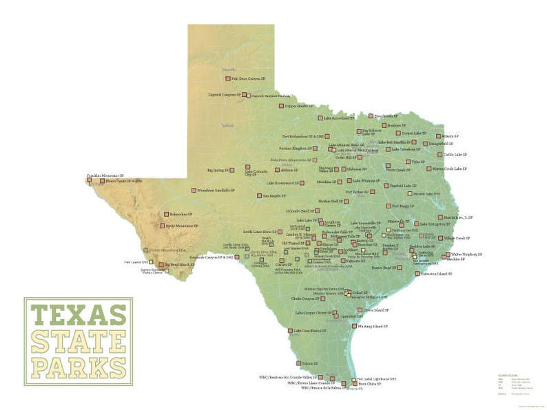 Texas State Parks Map 18x24 Poster - Etsy