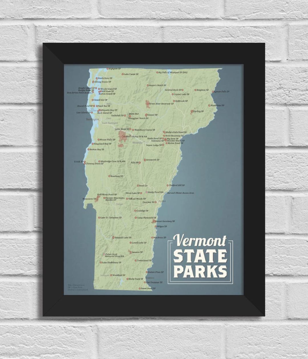 Vermont State Parks Map 11x14 Print - Etsy