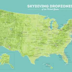 US Skydiving Dropzones Map 18x24 Poster - Etsy